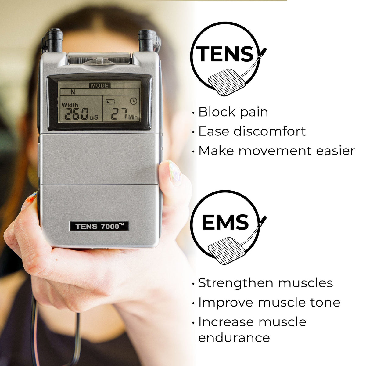 TENS 7000 Rechargeable TENS and EMS Combo Unit, Dual Channel