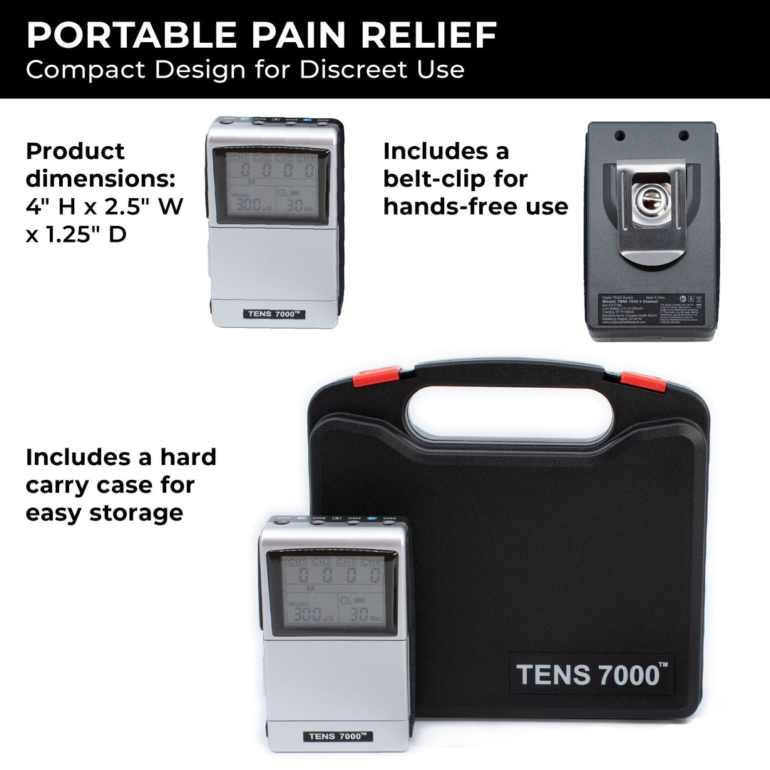 TENS 7000 Rechargeable TENS and EMS Combo Unit, Four Channel