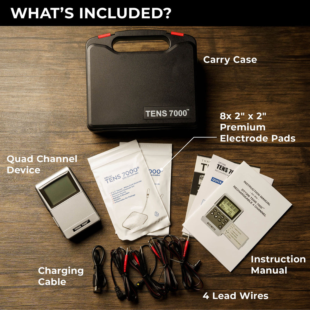 TENS 7000 Rechargeable TENS and EMS Combo Unit, Four Channel